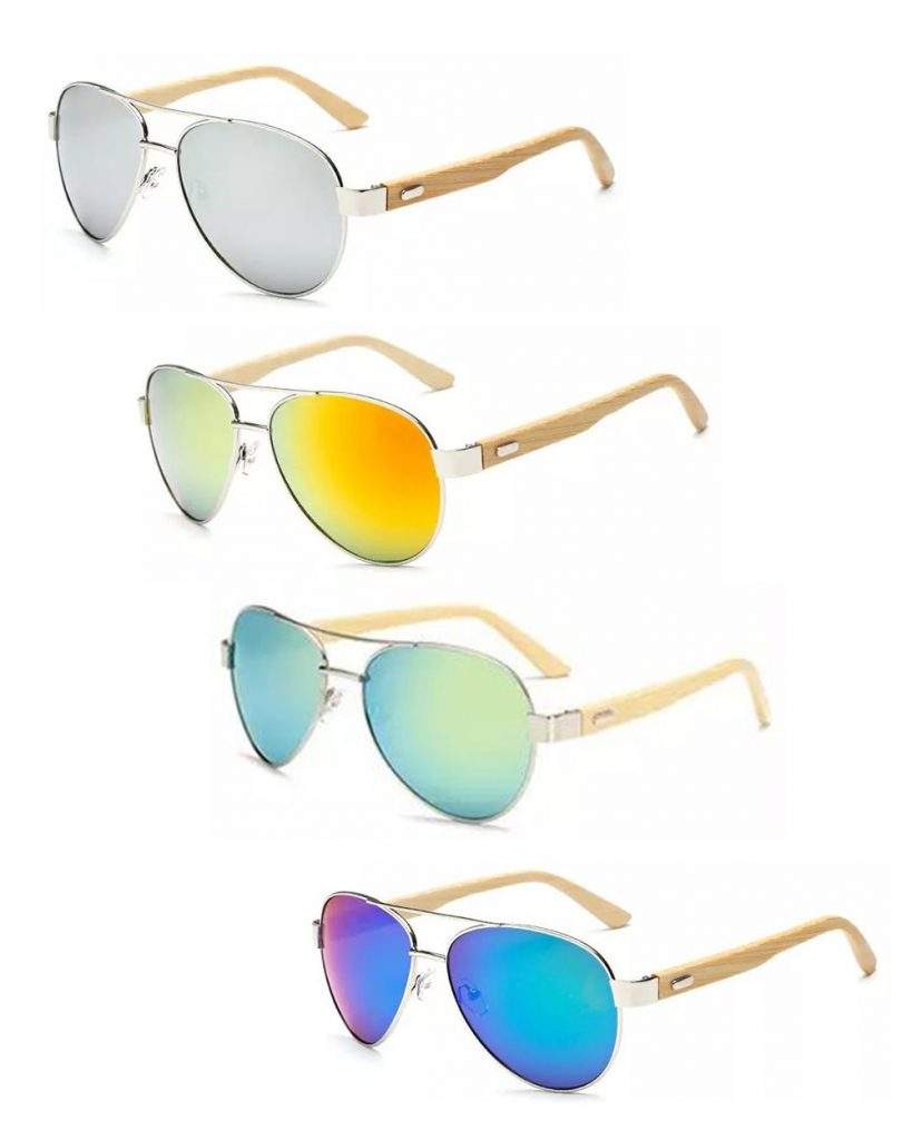 Bamboo Wood Frame Aviator Sunglasses - COLORS
