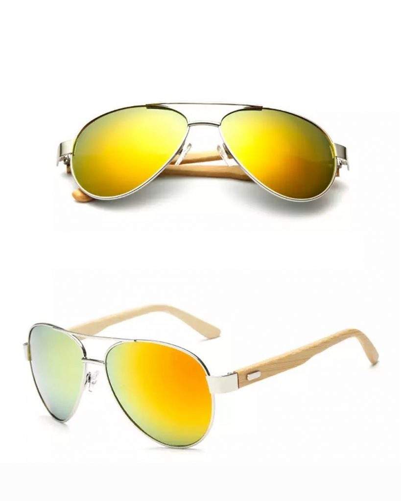 Bamboo Wood Frame Aviator Sunglasses - COLORS